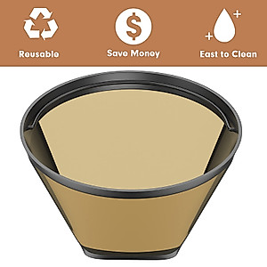 Gold Coffee filter - Permanent Reusable #4 Cone Shape metal Coffee Filter Compatible with Ninja CFP301 CFP201 Coffee Accessories - Cone Shape Coffee Filter 4 - 1PCs