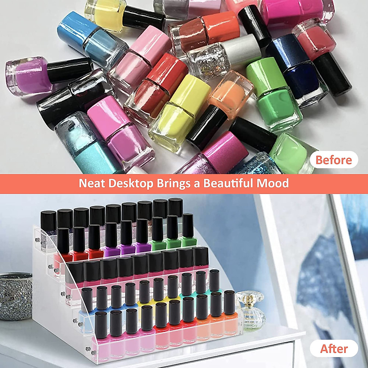 THILEMON Paint Organizer with Blue Paint brush holder 5-layer, Paint Holder & Paint Brush Organizer Suitable for Paint storage, Paint Rack for 2 oz Bottles or diameter less than 1.45 inches.