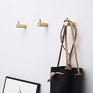 IVAILEX 4 Pack Wall Hooks Decorative Hooks Gold Hooks Decorative Wall Hooks Gold Towel Hooks Gold Coat Hooks Key Hooks Solid Brass Hooks for Hanging (L-Shaped)