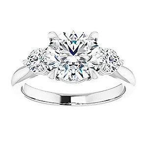 JEWELERYIUM 2 CT Round Colorless Moissanite Engagement Ring, Wedding Bridal Ring Set, Eternity Sterling Silver Solid Diamond Solitaire 4-Prong Anniversary Promise Gift for Her (4)