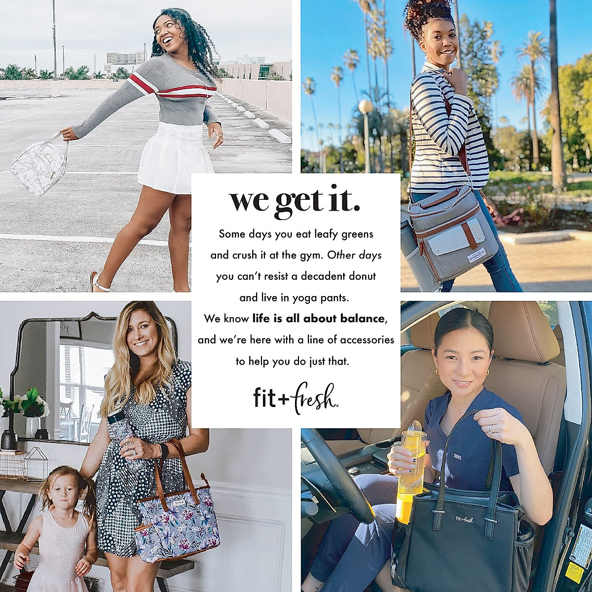 Fit + Fresh Metro Tote, 2-In-1 Laptop Bag for Women, Dual-Compartment Tote Bag with 15" Laptop Section & Insulated Cooler for Lunch, Perfect Work Bag, School Bag, Travel Purse & More, Black