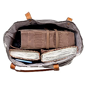 CLA Upcycle Canvas Handbag for Women, Upcycle Canvas & Cowhide Leather Bag for Women's, Canvas Tote Bags for Women's