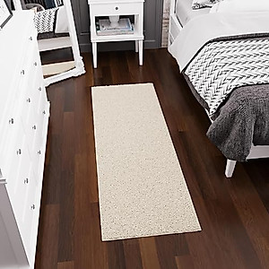 Ottomanson Indoor Solid Shag Design Rubber Back 2x5 Soft Pile Shag Runner Rug for Hallway, Entryway, Kitchen, Living Room, Bedroom, Bathroom, 20" x 59", Cream