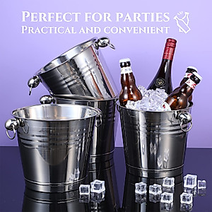 8 Packs Stainless Steel Ice Bucket 5.3 Quart/ 5 Liter Wine Bucket with Handle Large Insulated Champagne Buckets Beer Bucket for Cocktail Bar Wine Parties Chilling Wine Champagne Home