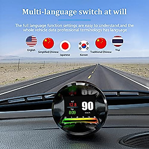 AWOLIMEI Head up Display for Cars, GPS Speedometer, GP11 Car HUD,Windshield Head-up Display, Incline Meter, Speed Warning, Slope Warning, Work for All Vehicles