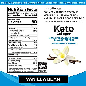Orgain Keto Collagen Protein Powder with MCT Oil, Vanilla - Paleo Friendly, Grass Fed Hydrolyzed Collagen Peptides Type I and III, Dairy Free, Gluten Free, Soy Free, 0.88 Lb (Packaging May Vary)