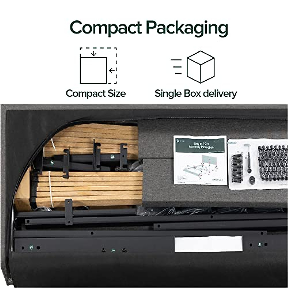 ZINUS Cambril Upholstered Platform Bed Frame with Sustainable Bamboo Slats, No Box Spring Needed, Mattress Foundation, Easy Assembly, Queen