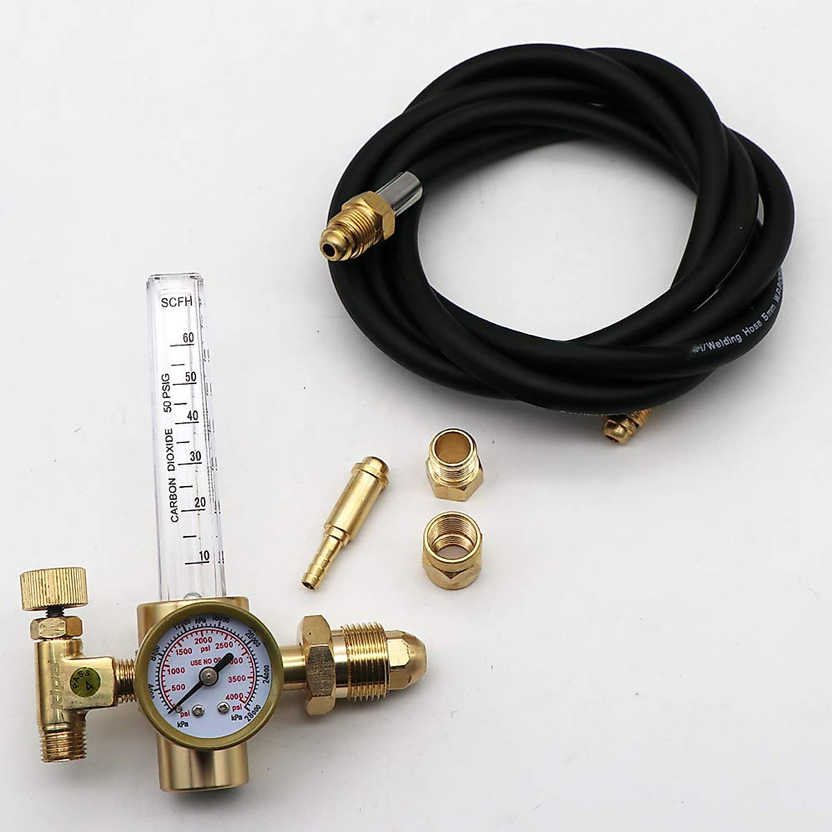 KIPA Argon Flowmeters Regulator with Gas Hose, Welding CGA580 Miller Lincoln Mig Tig, CO2 Argon Mixed Flowmeter Regulator, Accurate Gauge 0 To 4000 Psi Pressure,Durable Welding Gas Flowmeter Gauge