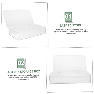 ADOCARN Transparent Cutlery Box Utensil Supplies Kitchen Drawer Tray Plastic Transparent Utensil Case Dinnerware Holder with Cover Tea Container Storage Rack The Pet Desktop