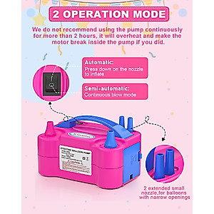 Kusamue Electric Balloon Pump, Balloon Inflator Machine for Balloons at Home,Quick Inflation Dual Nozzle Balloon Blower Portable Air Balloon Pump Balloons Inflator for Kids Party Decoration (Rose Red)