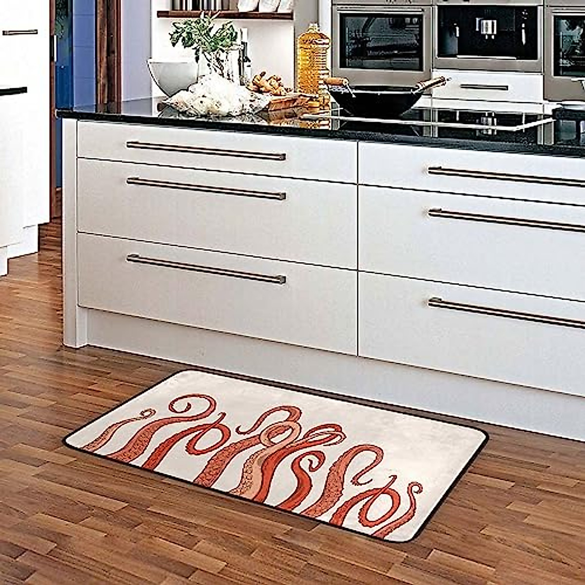 SLHKPNS Kitchen Mat Red Octopus Tentacles Non-Slip Kitchen Rugs Comfort Runner Doormat 39x20 Inch Soft Floor Mat for Home Decor