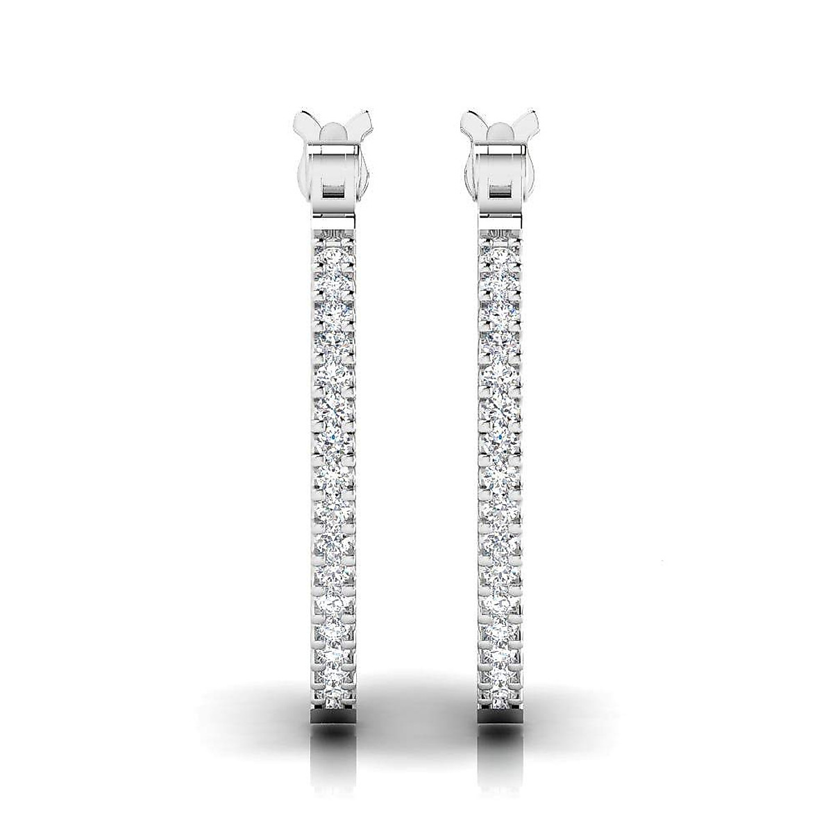 925 Sterling Silver 1/4 Carat Certified Round Diamond Hoop Earring for Women
