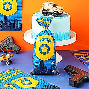 100 Pcs Police Party Cellophane Bags Police Party Favor Bags Police Gift Bag Police Candy Bag Police Goodie Bags Blue Cello Bags Treat Bag with 100 Sliver Twist Ties for Cop Birthday Party Supplies