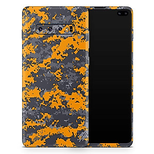 DesignSkinz Orange and Gray Digital Camouflage Protective Vinyl Decal Wrap Skin Cover Compatible with The Samsung Galaxy S20 (Screen Trim & Back Glass Skin)