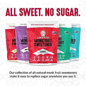 Lakanto Golden Monk Fruit Sweetener with Erythritol - Raw Cane Sugar Substitute, Coffee Tea, Baking, Zero Calorie, Keto Diet Friendly, Zero Net Carbs, Extract, Sugar Replacement (Golden - 3 lb)