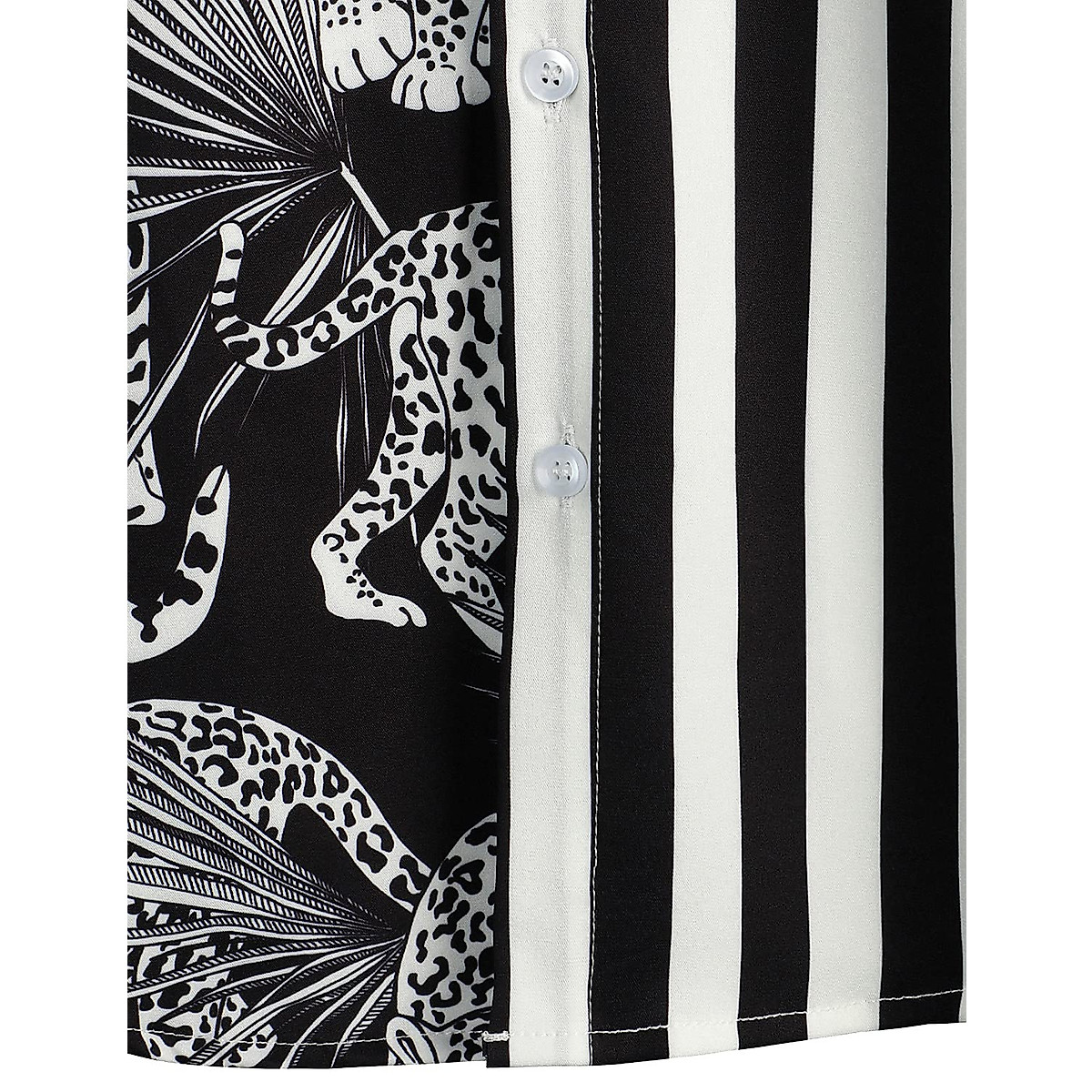 VATPAVE Mens Hawaiian Flamingo Shirts Casual Tropical Short Sleeve Button Down Shirt Summer Beach Shirts Small Black Leopard Beach