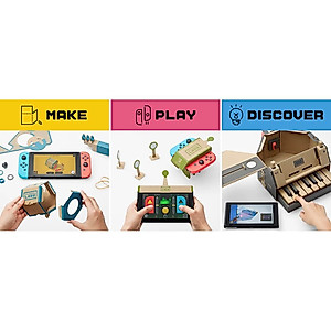 Nintendo Labo Variety Kit, Customization Set, and Nintendo Switch Console with Neon Joy Con Bundle