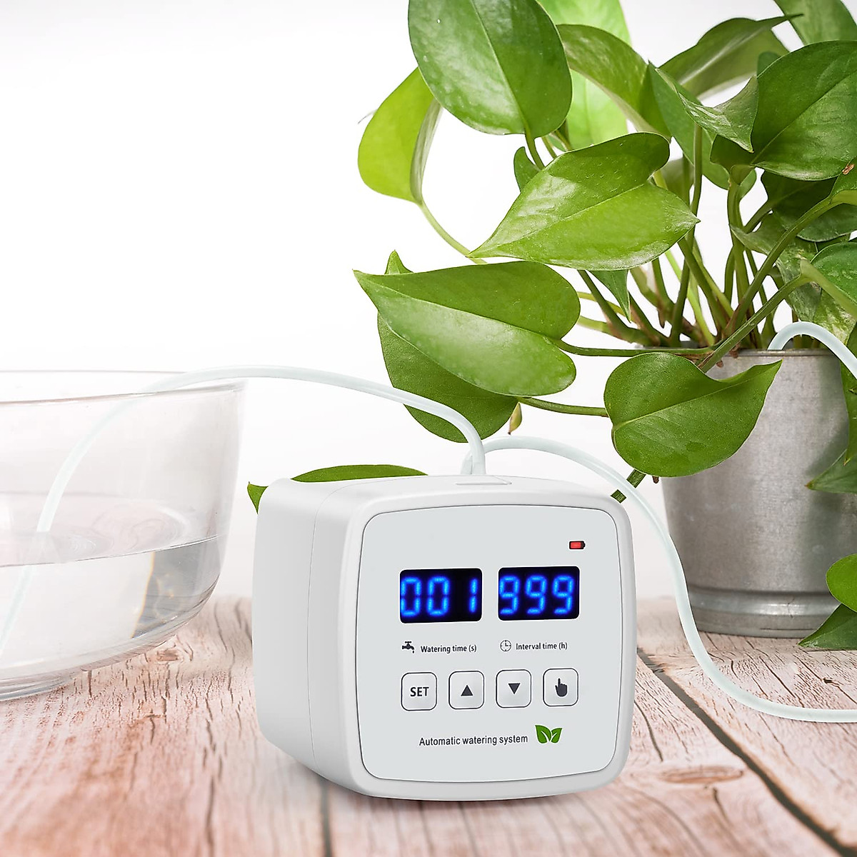 automatic drip irrigation kit auto plant waterer for 10 potted plants self watering planter System Dual display ergonomic Easy DIY Indoor white