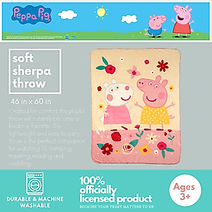 Franco Peppa Pig Kids Bedding Soft Plush Sherpa Blanket Throw, 46 in x 60 in, (Officially Licensed Product)
