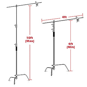 Kshioe Pro C Stand with Boom Arm, Heavy Duty Light Stand for Photography Studio Video Reflector, Monolight, Softbox and Other Equipment