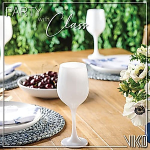 Vikko Décor White Wine Glasses, Fancy Wine Glasses With Stem For Red And White Wine, Thick And Durable Wine Glass Dishwasher Safe, Great For Wine Tastin, Set Of 6 Decorative Goblets