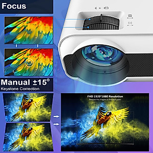 Projector with 5G WiFi and Bluetooth JIFAR 560 ANSI 16000L Native 1080P Outdoor Movie Projector 4k Support,Auto 6D Keystone&50% Zoom,Portable Smart Home LED Video Projector for Phone/PC