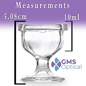 GMS Optical Glass Eye Wash Cup - Soothing Relief from Allergens, Irritants, Makeup, Dust, Dry Eyes and More - Use with Distilled Water or Saline (10 mL Volume)