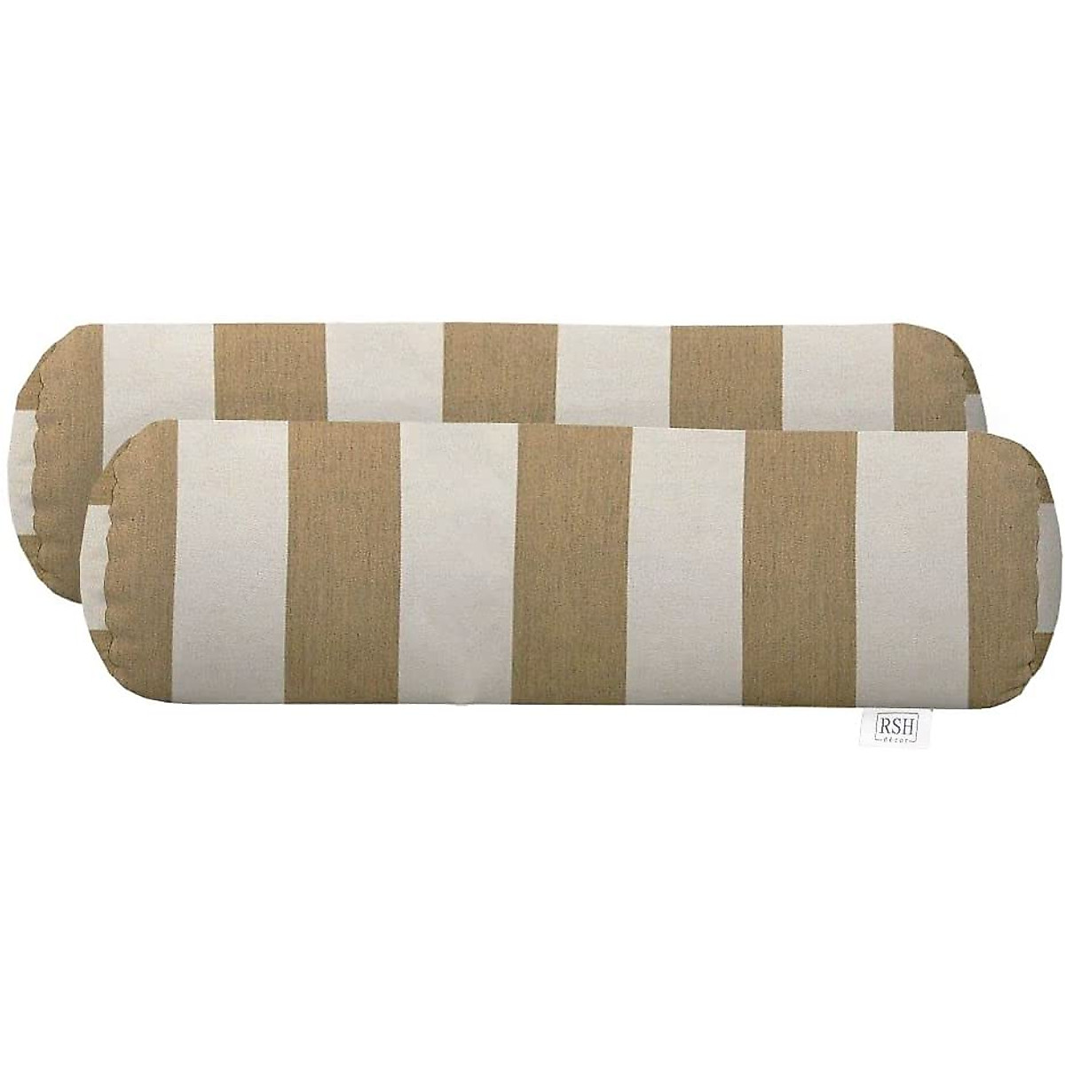 RSH DECOR: Sunbrella Neck Roll Bolster Pillows Set of 2 | 20” x 6" | Water and Fade-Resistant Performance Fabric | Outdoor Support Pillows for Patio Furniture | Maxim Heather Beige