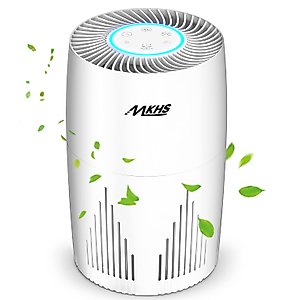 MKHS HEPA Air Purifiers for Home - HEPA Filter, Cleaner Odor Eliminators for Living Room, Kitchen, Bedroom, Removing 99.97% Wildfire Smoke, Pet Dander, Dust, Pollen, white