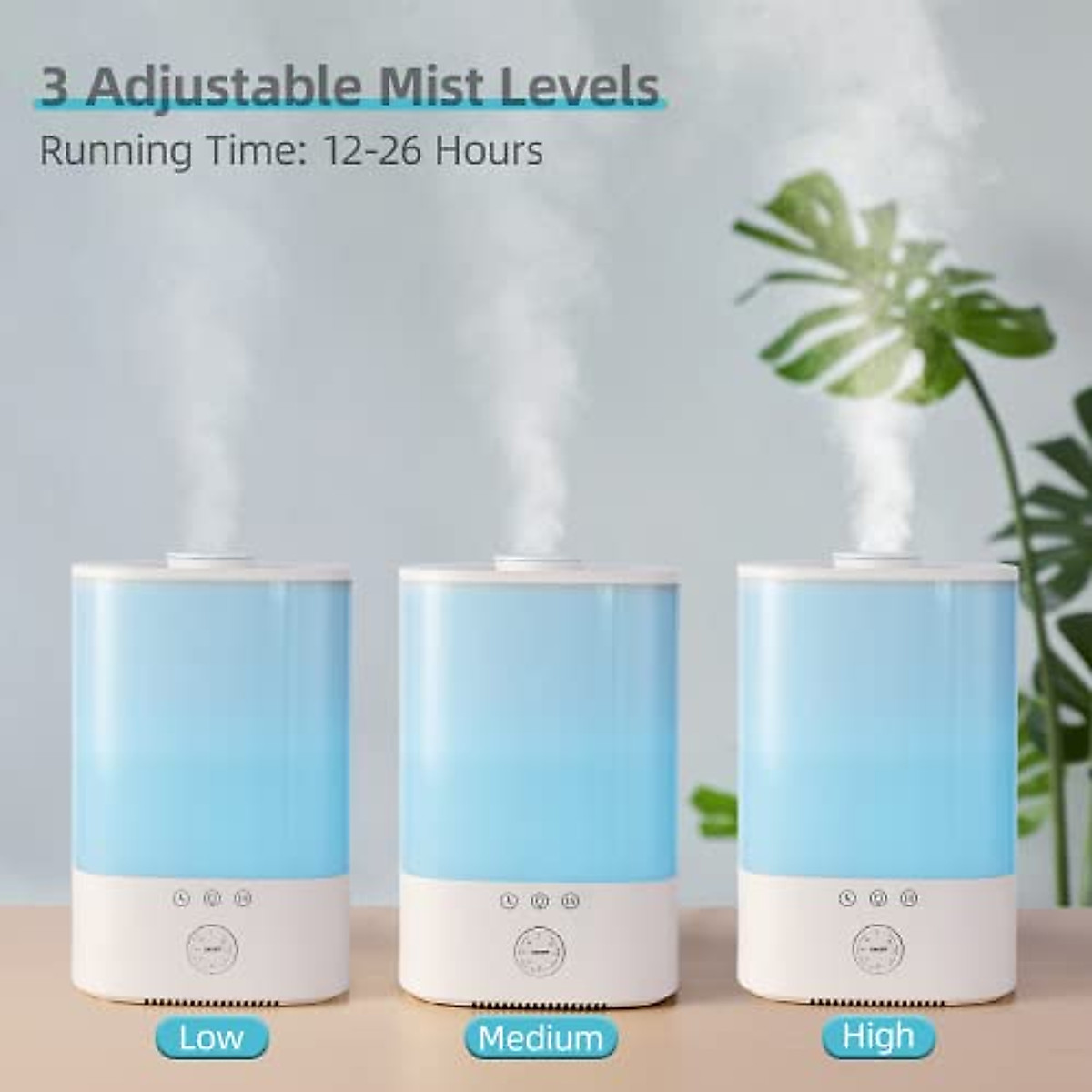 Cool Mist Humidifiers 3.5L Top Fill Humidifiers for Bedroom with Essential Oil Diffuser, 7-Color Lights, Timer, Waterless Auto Shut-off, White