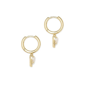 Kendra Scott Ari Heart Huggie Earrings in Gold Iridescent Drusy