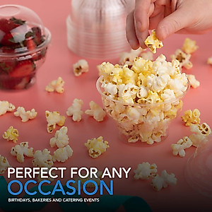 Clear Plastic Dessert Cups with Lids 8 oz (Set of 50) Small Disposable Parfait Cup, Dome Lid - No Hole, 8-Ounce Party Fruit Containers, Banana Pudding Bowl, Jello, Ice Cream, Desserts Container