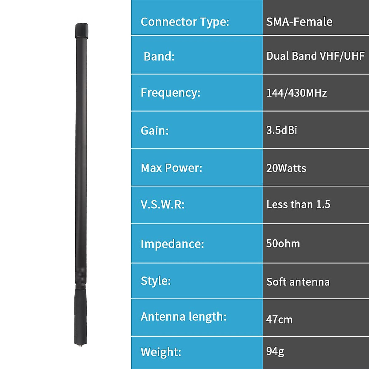 LSENG Ham Radio Antenna Dual Band VHF UHF 144/430MHz 18.5Inch Foldable Tactical SMA Female Handheld Walkie Talkie Antenna for Kenwood Wouxun Baofeng BF-F8HP UV-5R UV-82（2PCS）