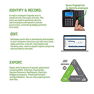 Pyramid Time Systems, Pyramid TimeTrax Elite TTELITEEK Automated Biometric Fingerprint Time Clock System with Software Download, Windows Compatible, Made in USA, Black