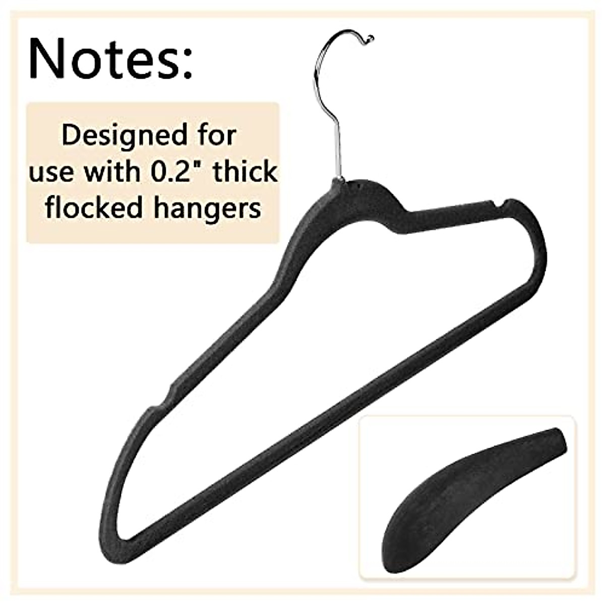 8 Pieces Velvet Hangers Shoulder Pads for Hangers Shoulder Form Hanger Black Hanger Pads Hanger Shoulder Protectors for 0.21 Inch Wide Shoulder Hangers, Hangers are Not Included