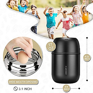 HAWEEK Insulated Food Container 17 oz Soup Thermo for Hot Food Kids Adults, Stainless Steel Vacuum Lunch Box with Folding Spoon, Adult Kids Thermo Portable with Handle for School, Office, Outdoor