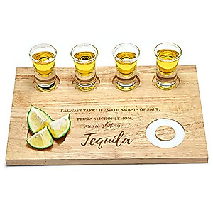 LOBUBT Shot Glasses Serving Tray Shot Glass Holder with Salt Rim Funny Shot Glasses Board Good Helper for Bar,Restaurant,Party,Family Gathering, Gifts for Men Gifts for Women