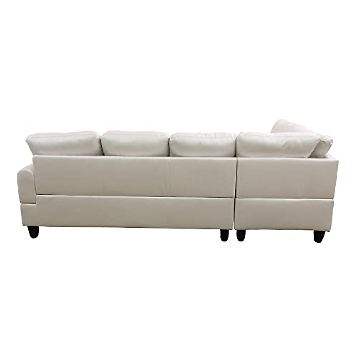 EZLUX Pearl White Faux Leather L-Shaped Left Chaise Sectional Sofa Couch Set with Ottoman for Living Room
