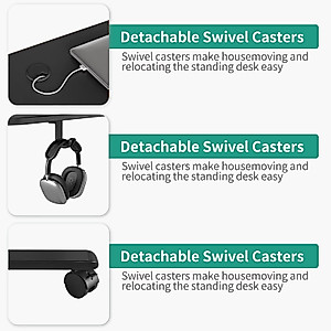 EleTab 48 x 24 Inch Electric Standing Desk with Drawer, Stand up Desk Adjustable Height for Home Office, Sit Stand Computer Desk, Ergonomic Workstation Black Steel Frame/Rustic Brown Tabletop