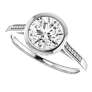Mois 3.30 CT Moissanite Round Engagement Ring and Wedding Ring Bridal Set in Sterling Silver, colorless Moissanite, VVS1 Clarity, Sizes 4 to 11, Bezel Set for Her (7.5)