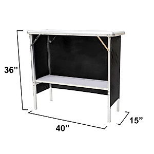 PARTYPONG Black Folding Portable Party Bar with Black Skirt, Storage Shelf, and Carrying Bag - Single Set