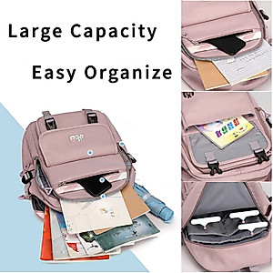 AONUOWE Aesthetic Cute Back to School Backpack for Girls and Boys Large Capacity School Bag in 6 Colors (Pink)