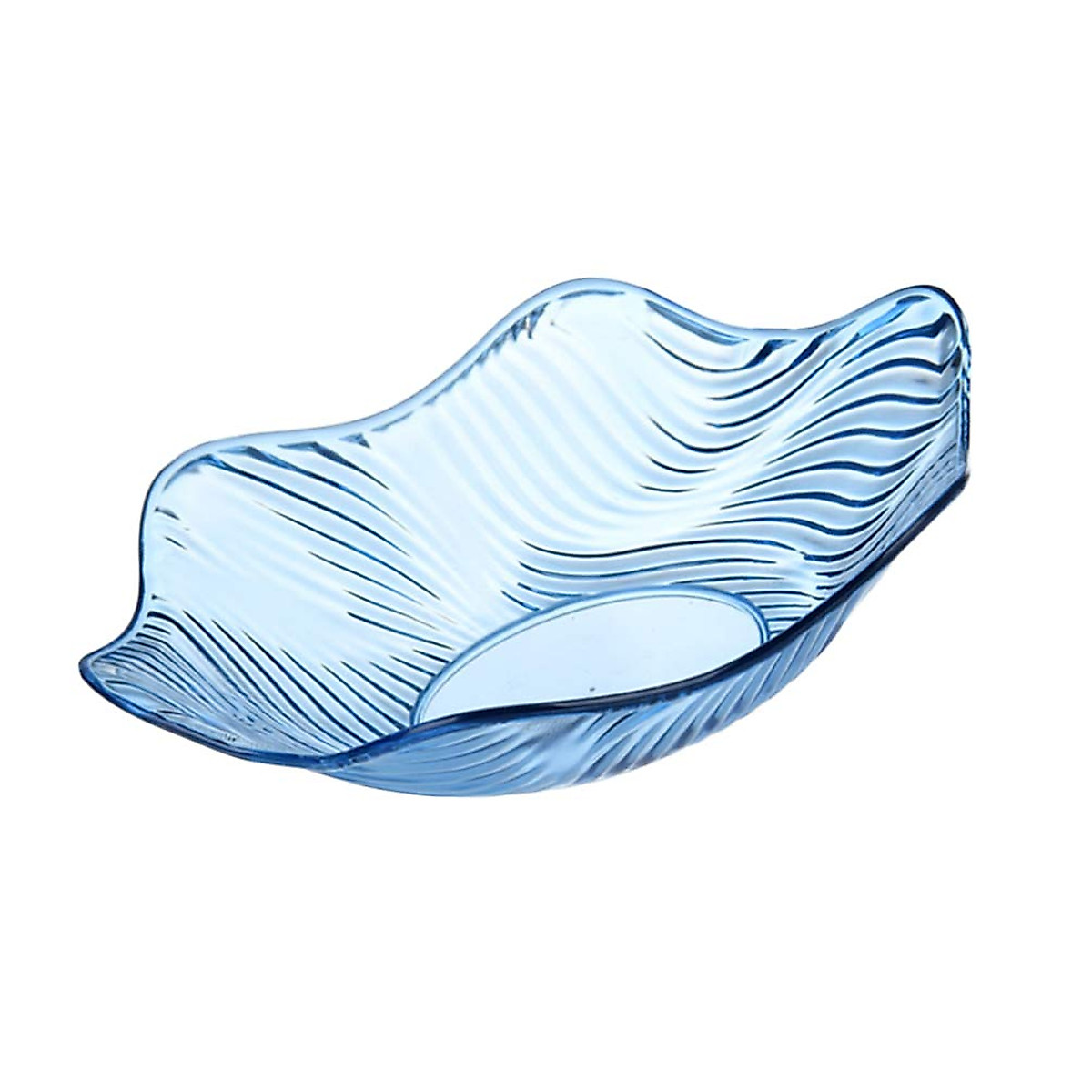 Hemoton Serving Bowl Platter Fruit Holder Bowl Clear Salad Bowl for Home Party Chips Candy Snack Flower Pattern Wave Edged 25.8cm (Blue)
