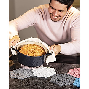 modern-twist 7 x 7" Hive Silicone Trivet, Heat Resistant Up To 675°F, Non Slip, Protects Table From Heat, Cloud, Pack of 1