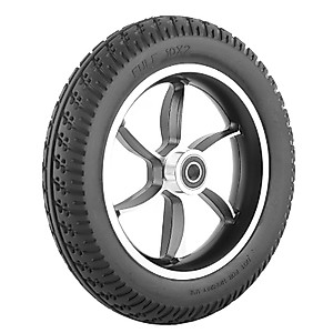 10in Wheelchair Wheel Replacement Tires Wheels Solid Wheel Tyre Rubber Inflatable Caster Anti‑skid for Electric Front Wheelchair 6001 Bearing with 12mm Hole