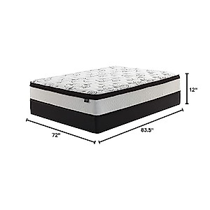 Signature Design by Ashley California King Size Chime 12 Inch Medium Firm Hybrid Mattress with Cooling Gel Memory Foam