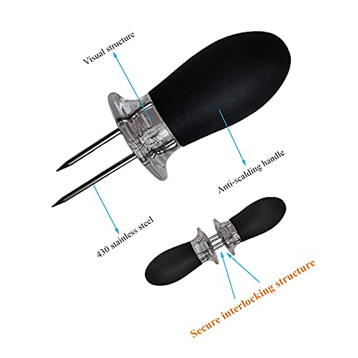 Corn On The Cob Holders,Corn cob Holders Corn Forks Large Corn Cob Holders To Hold Boiled Corn & Roasted Corn Meat Fruit And So On Corn On The Cob Holders Black 5 pairs / 10pcs