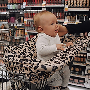 Nursing Cover Carseat Canopy-Multi-USE Soft Stretchy Car Seat Covers for Nursing Scarf, Breast Feeding, High Chair, Shopping Cart Cover, Park Swing, Changing Table Cover-Girl or Baby Boy-Cheetah Print