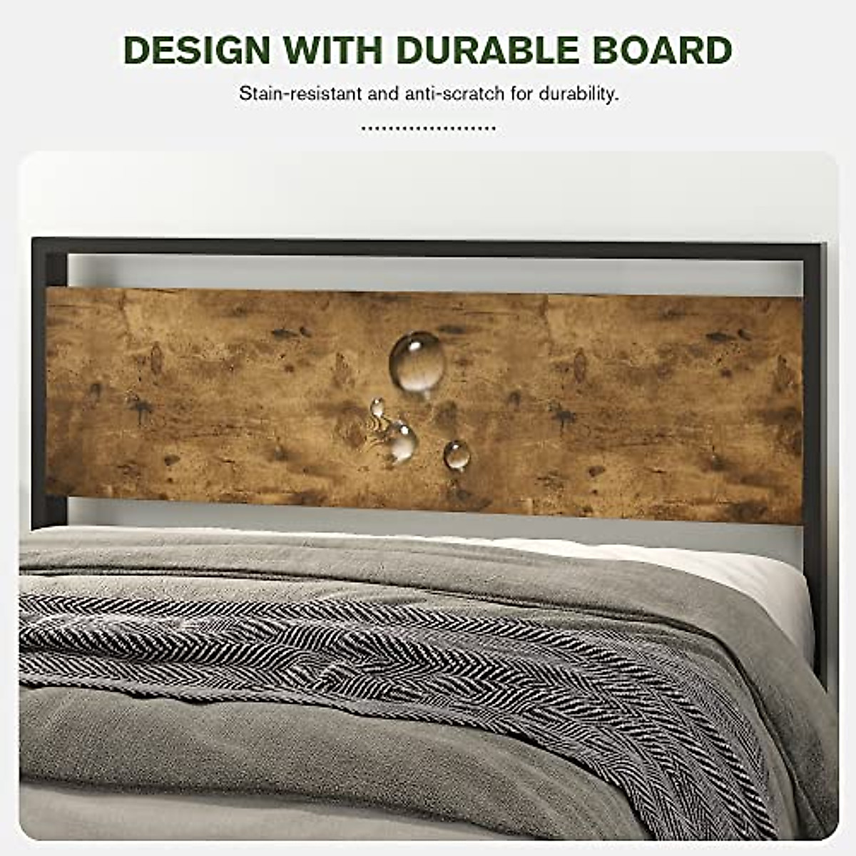 IMUsee Full Size Bed Frame with Wood Headboard, Rustic Farmhouse Full Platform Bed Frame with Heavy Duty Strong Metal Slats Support, Modern Bed Framework, No Box Spring Needed, Easy Assembly, Brown
