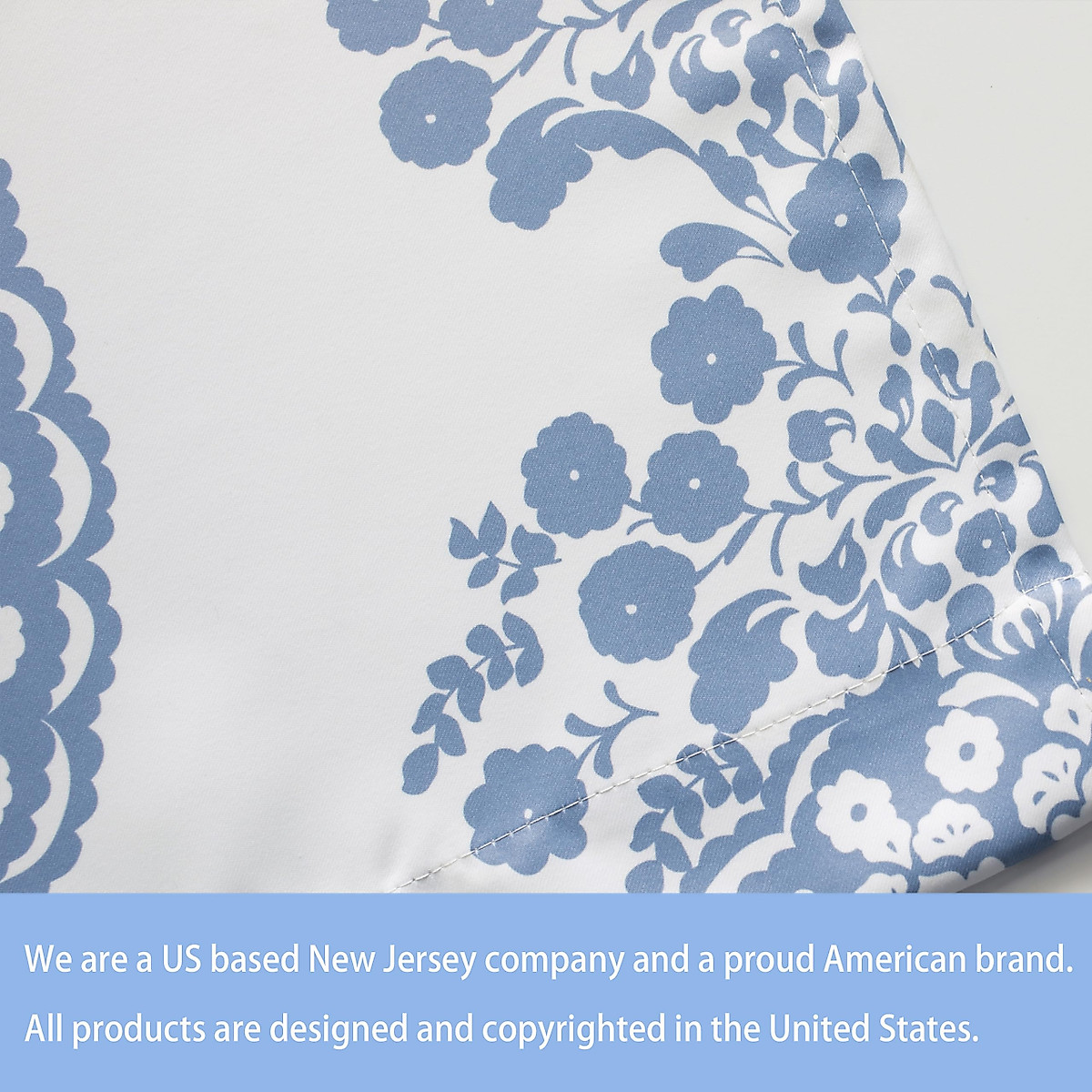 DriftAway Damask Curtains Valances for Windows 2 Pack Farmhouse Style Floral Medallion Patterned Samantha Valance for Living Room Bedroom 52 Inch by 18 Inch Plus 2 Inch Header Dusty Blue